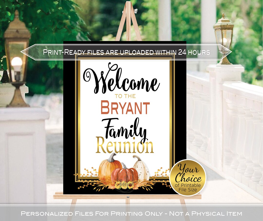 Family Reunion Welcome Sign Printable | Pumpkins and Fall Leaves on ...