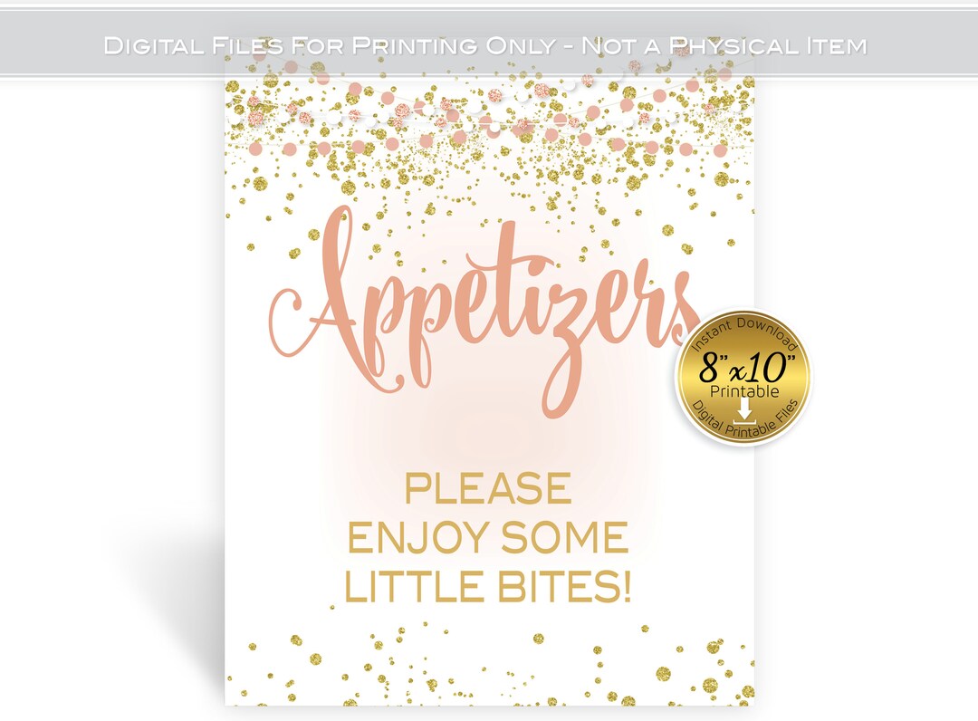 Appetizers 8x10 Table Sign Rose Gold Garland With Gold - Etsy