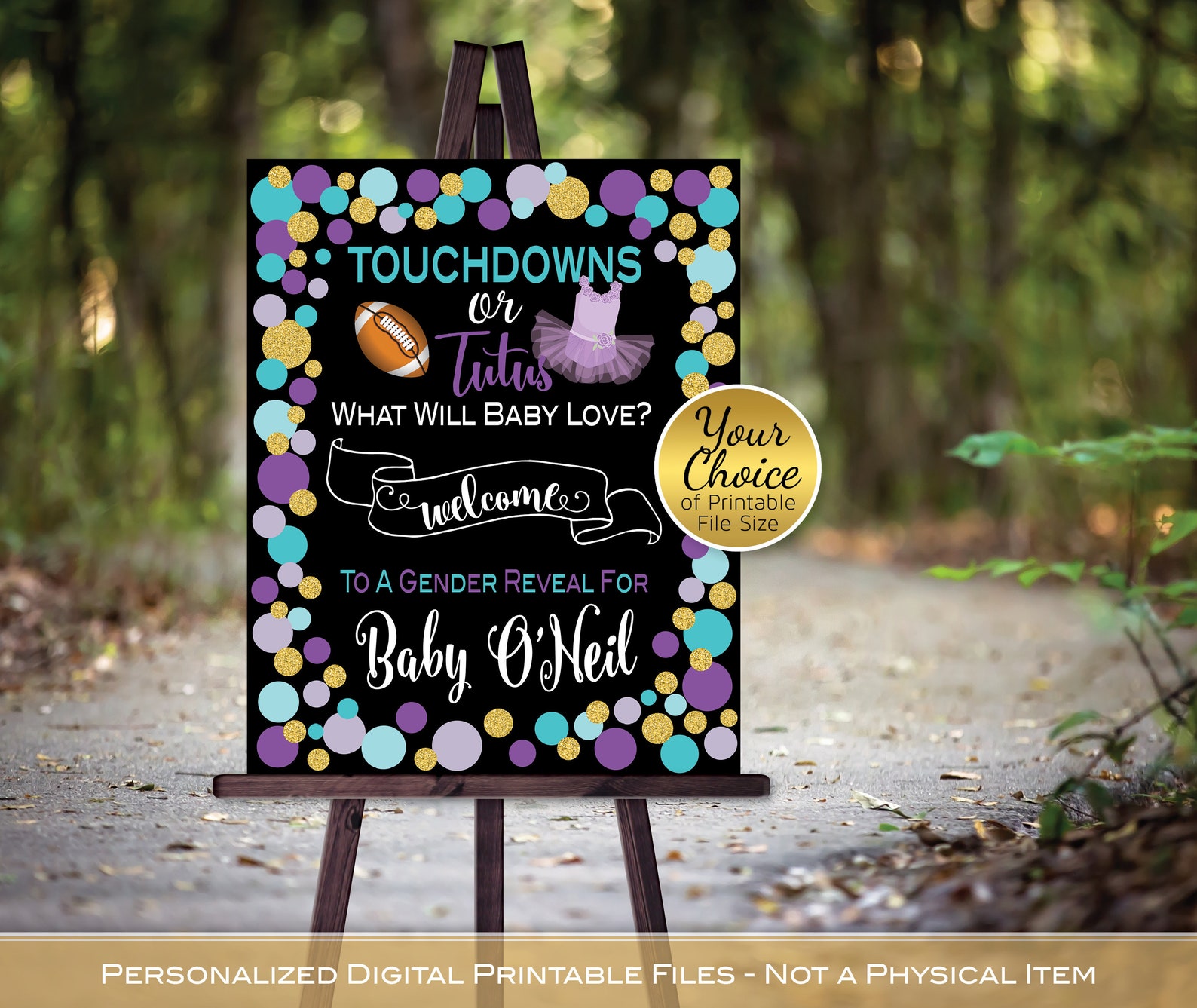 Touchdowns or Tutus Gender Reveal Welcome Sign Printable - Etsy