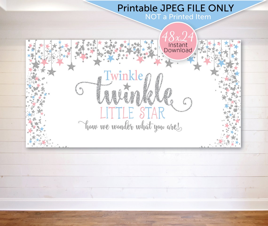 Twinkle Little Star 48x24 Inch Backdrop Gender Reveal - Etsy