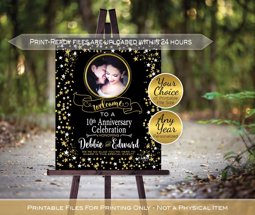 Anniversary Welcome Sign Printablewith Photo | 10th 20th 30th 50th ...