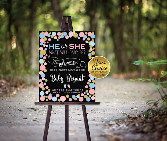 Gender Reveal He or She Welcome Sign | Etsy