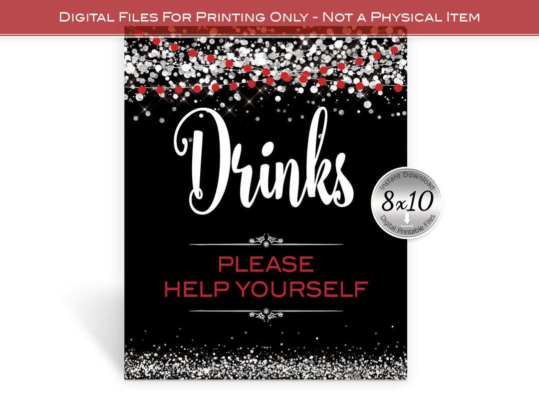 Drinks 8x10 Printable Table Sign | Birthday | Retirement | Graduation ...