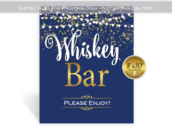 Whiskey Bar Sign Printable 8x10 Birthday Wedding | Etsy