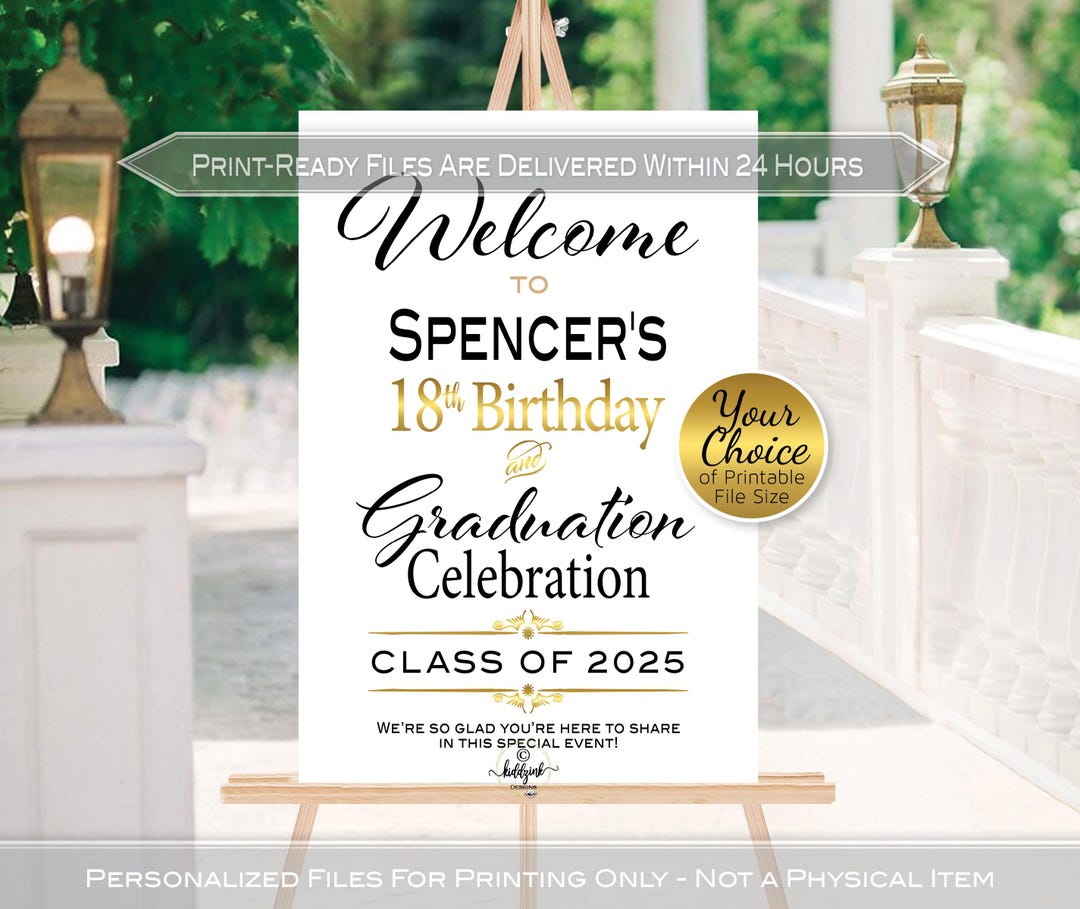 Birthday Graduation Celebration Party Personalized Welcome Sign ...