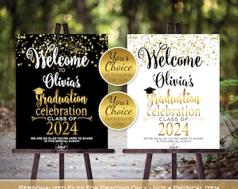 Prom Send-off Party Personalized Welcome Sign Printable Silver Confetti ...