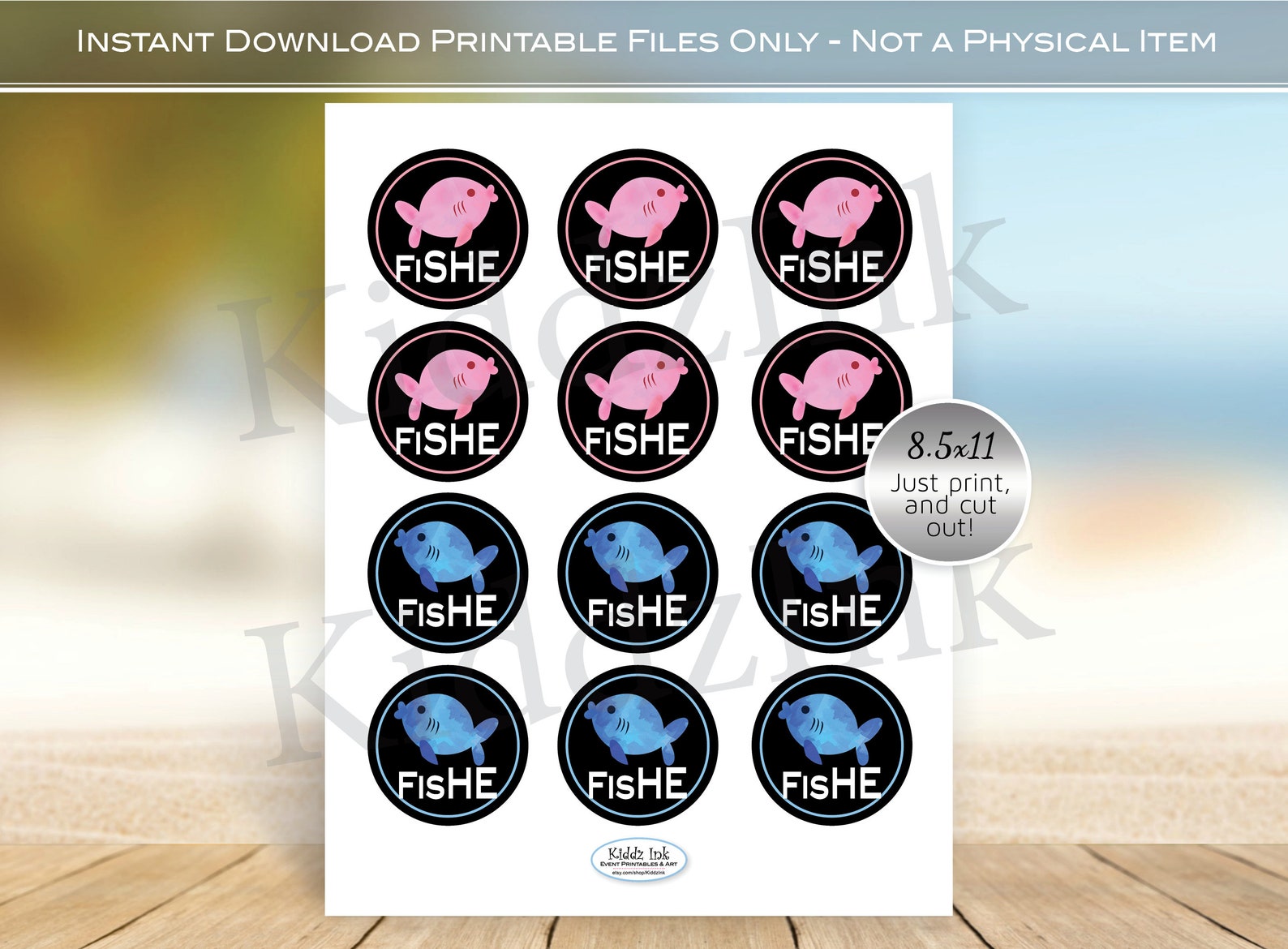 Fish She or Fish He Gender Reveal Cupcake Toppers 2.25 Inches - Etsy