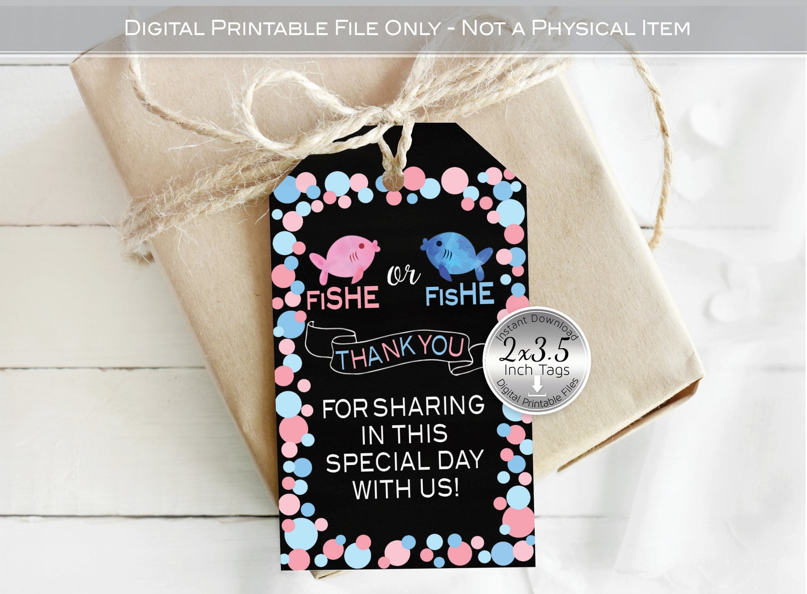 Fish She or Fish He Favor Tags for Gender Reveal 2x3.5 - Etsy