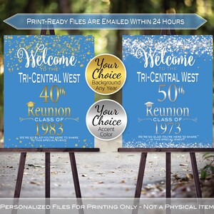 Class Reunion Personalized Welcome Sign Printable Gold or Silver ...