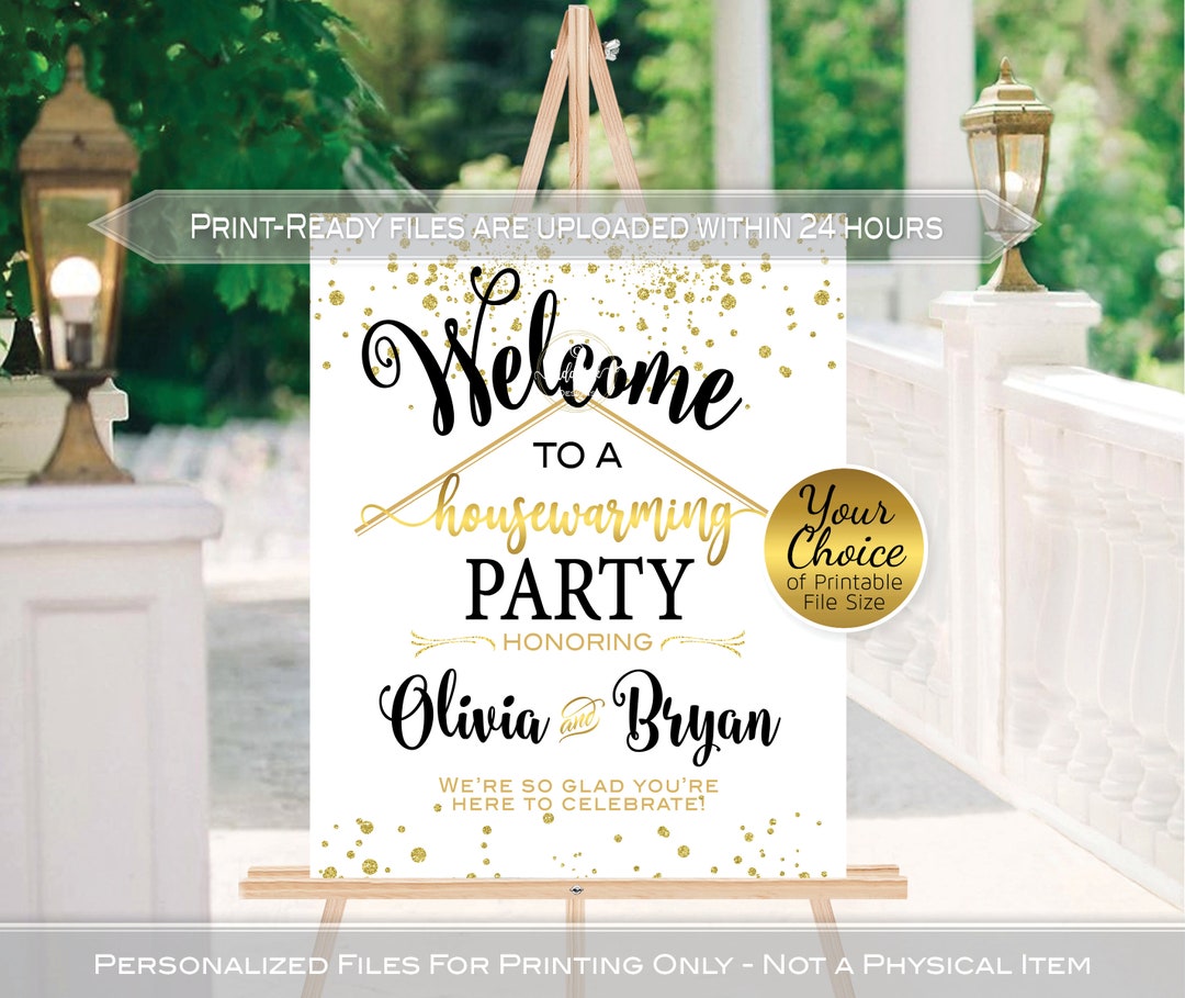 Housewarming Party Welcome Sign Printable | Garland Lights and Faux ...