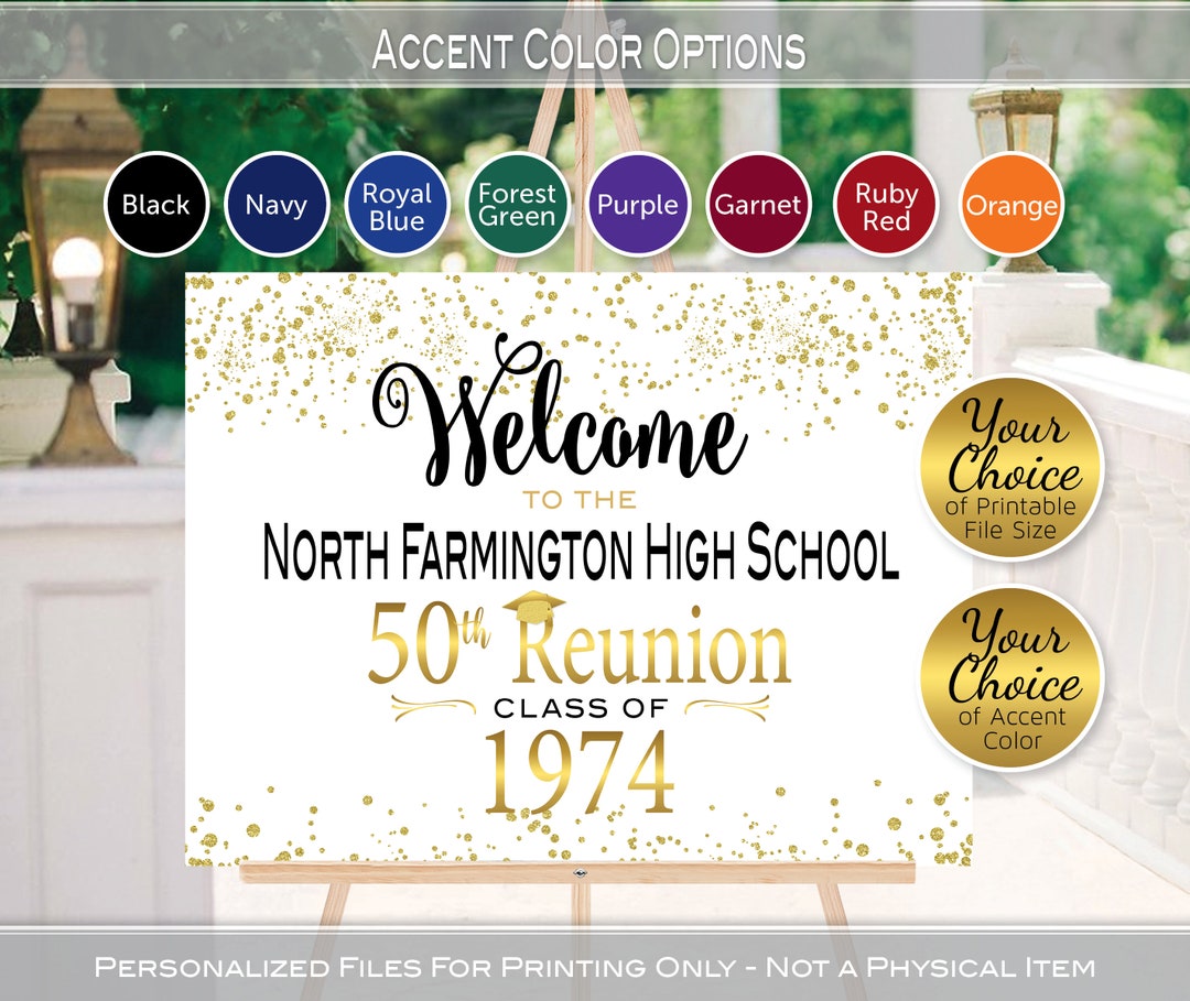 Class Reunion Landscape Welcome Sign Print-ready File | White | Class ...