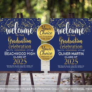 Graduation Celebration Party Welcome Sign Printable | Gold Confetti on ...