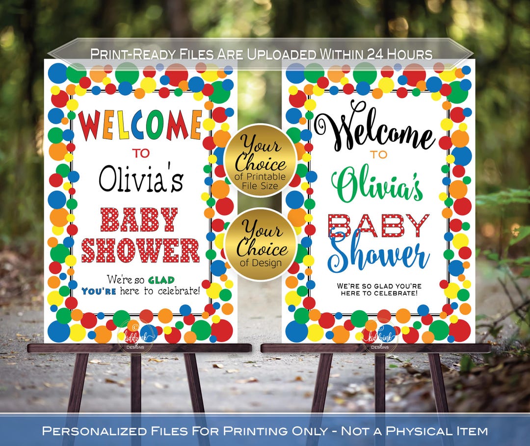 Primary Colors Baby Shower Welcome Sign | Personalized Printable ...