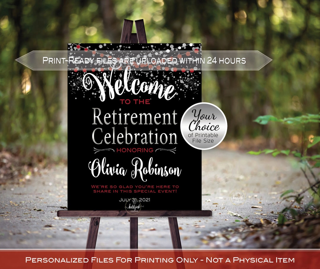 Retirement Celebration Party Welcome Sign Printable | Garland Lights ...