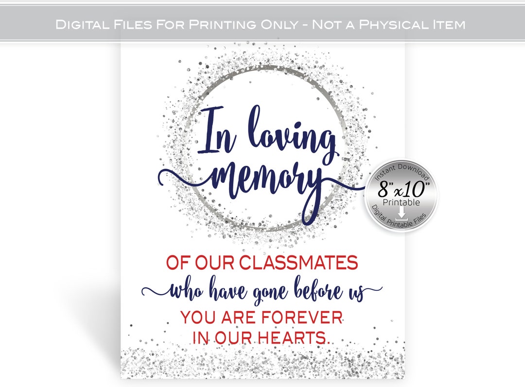 In Memory of Classmates Who Have Passed | Class Reunion | 8x10 | Faux ...
