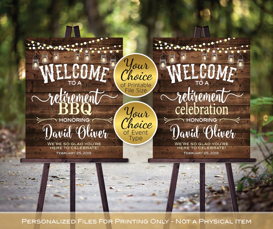 Retirement BBQ or Celebration Party Welcome Sign Printable | Garland ...
