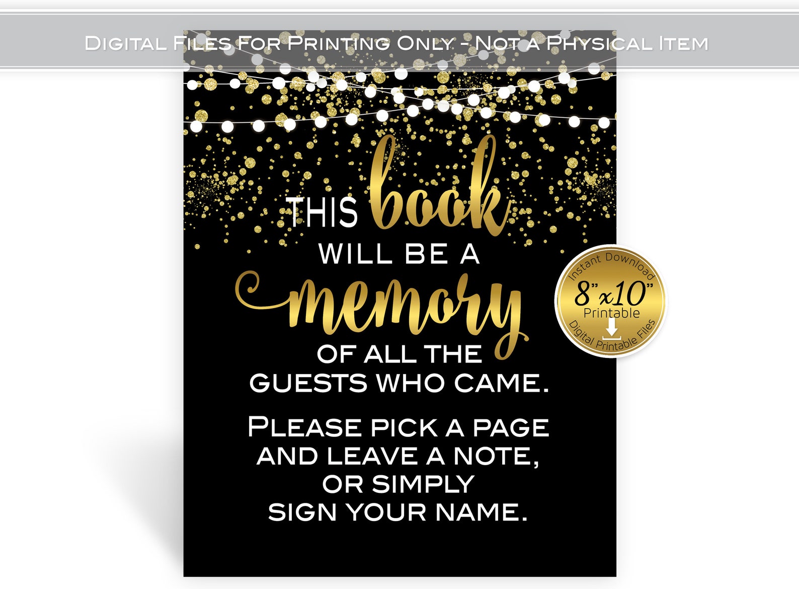 This Book Will Be a Memory 8x10 Table Sign Guestbook - Etsy