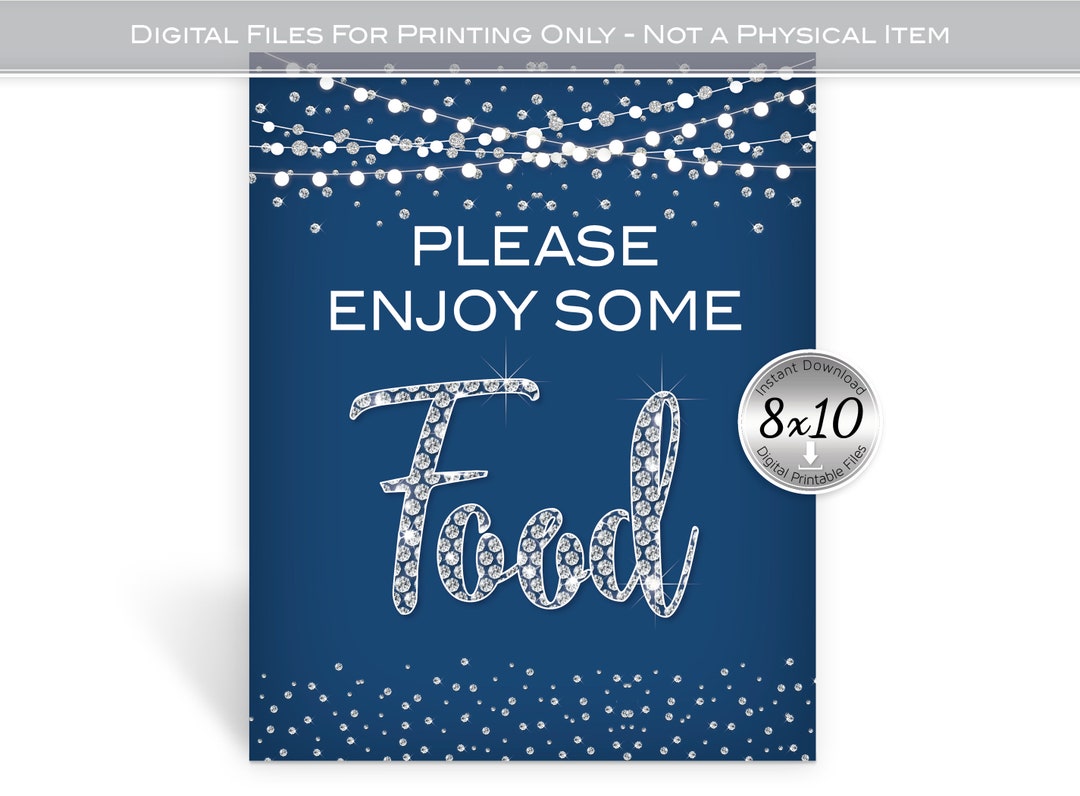 Food Table Sign 8x10 Printable Birthday 8x10 Sign | Denim and Diamonds ...