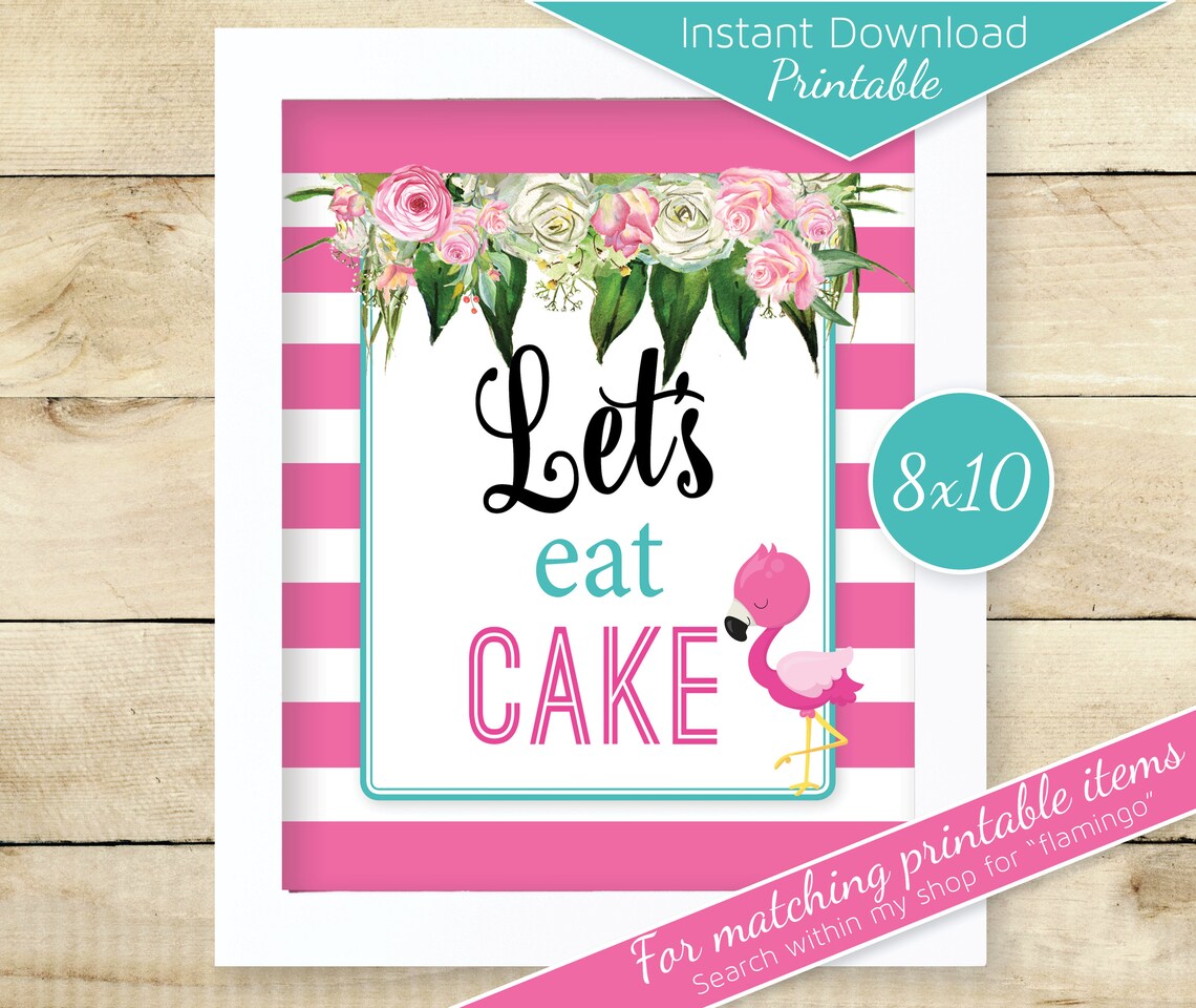 Pink Flamingo Let's Eat Cake 8x10 Cake Table Sign Pink - Etsy