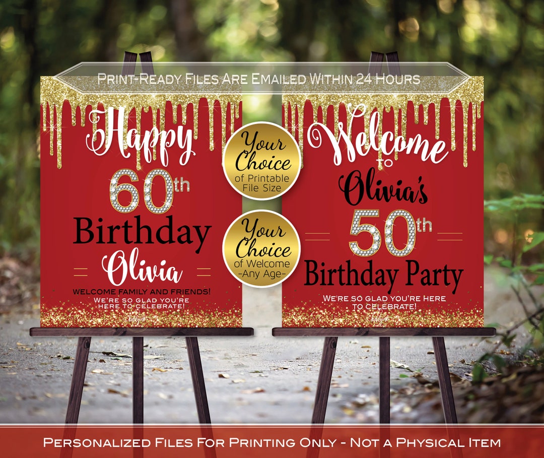 Gold Drips And Diamonds Birthday Welcome Sign Printables Gold Confetti