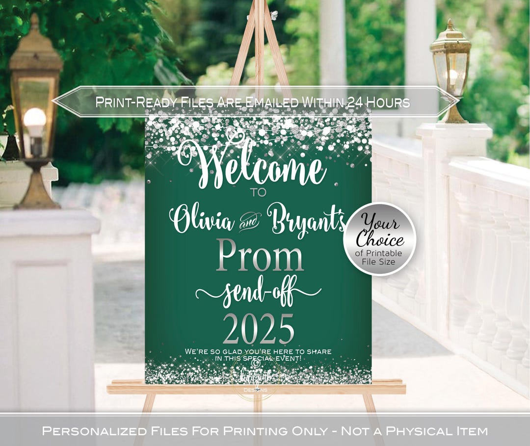 Prom Send-off Party Personalized Welcome Sign Printable | Silver ...