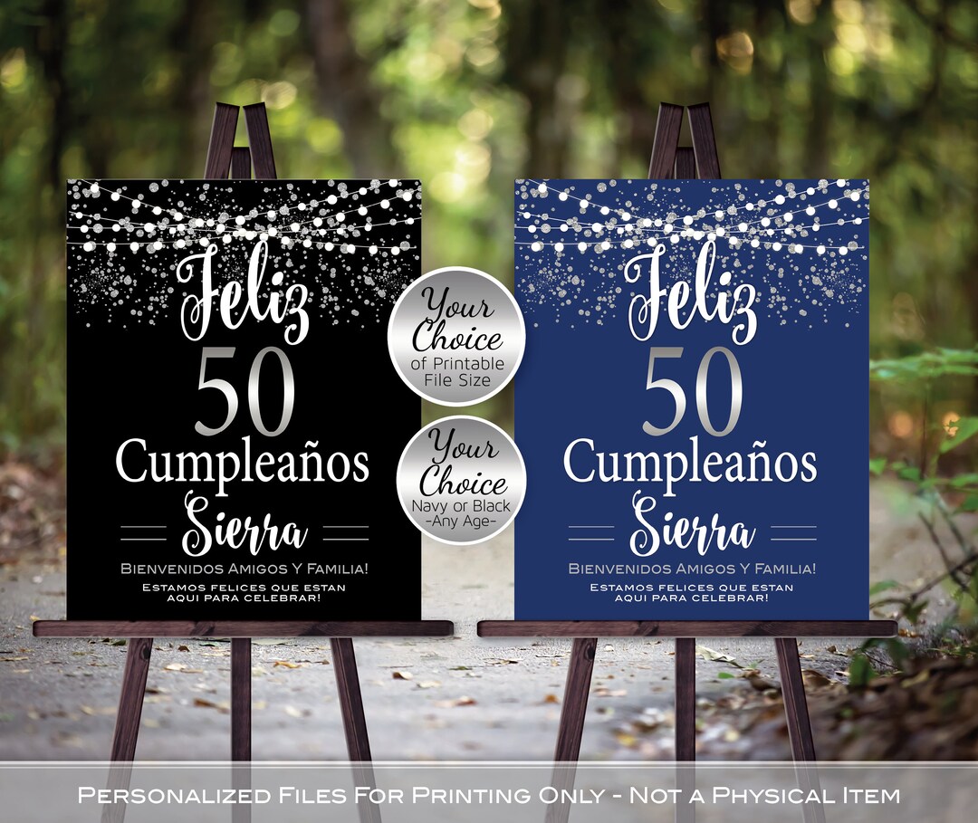 Birthday Welcome Sign Printable in SPANISH | Garland Lights Silver ...
