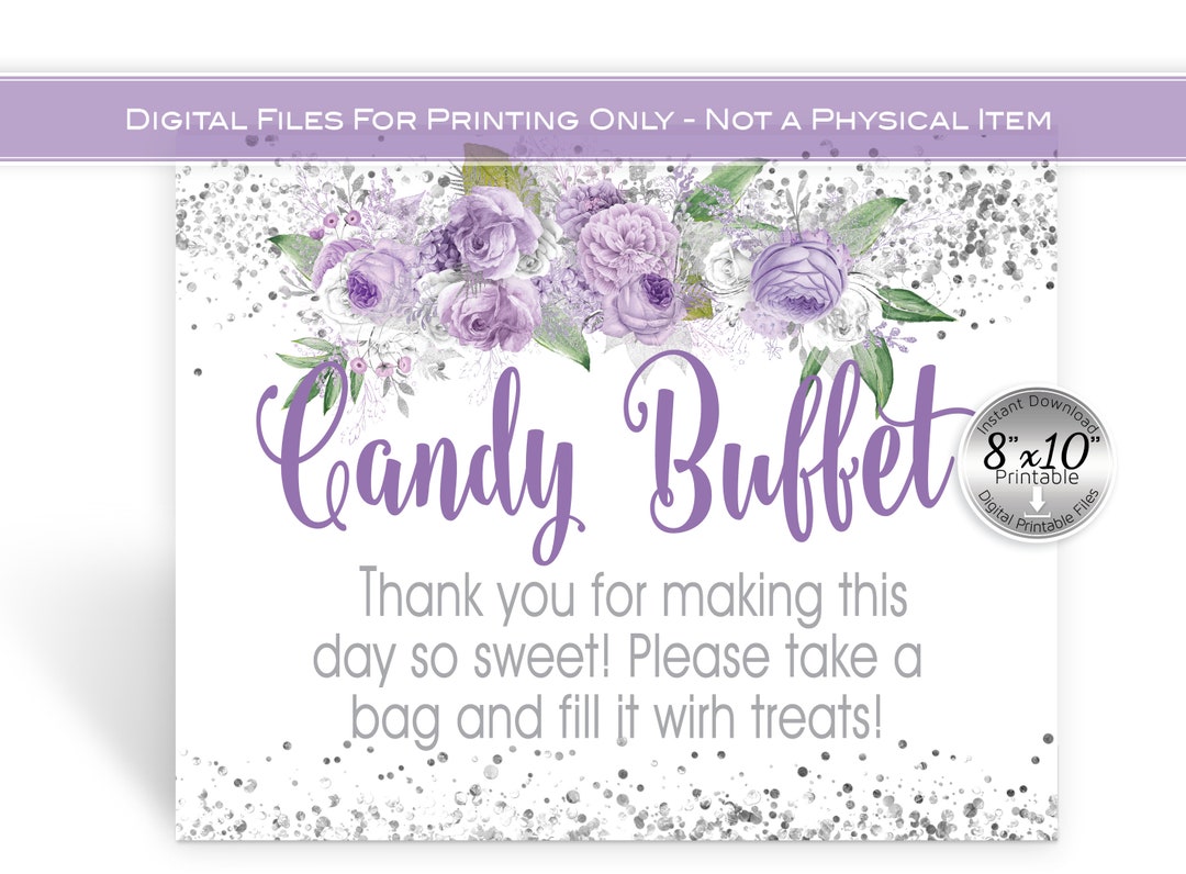 Candy Buffet Sign Printable 8x10 Sign | Purple Lavender Flowers ...