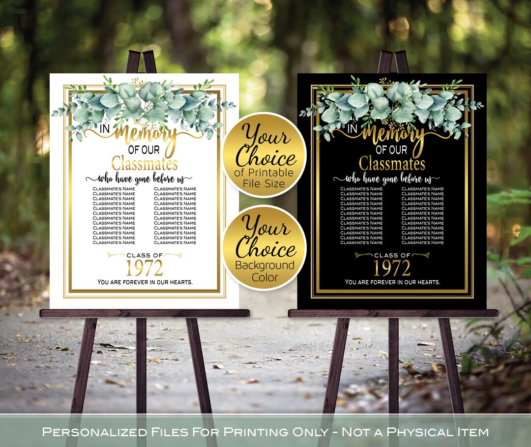 In Memory of Classmates Class Reunion Any Year Personalized Sign ...