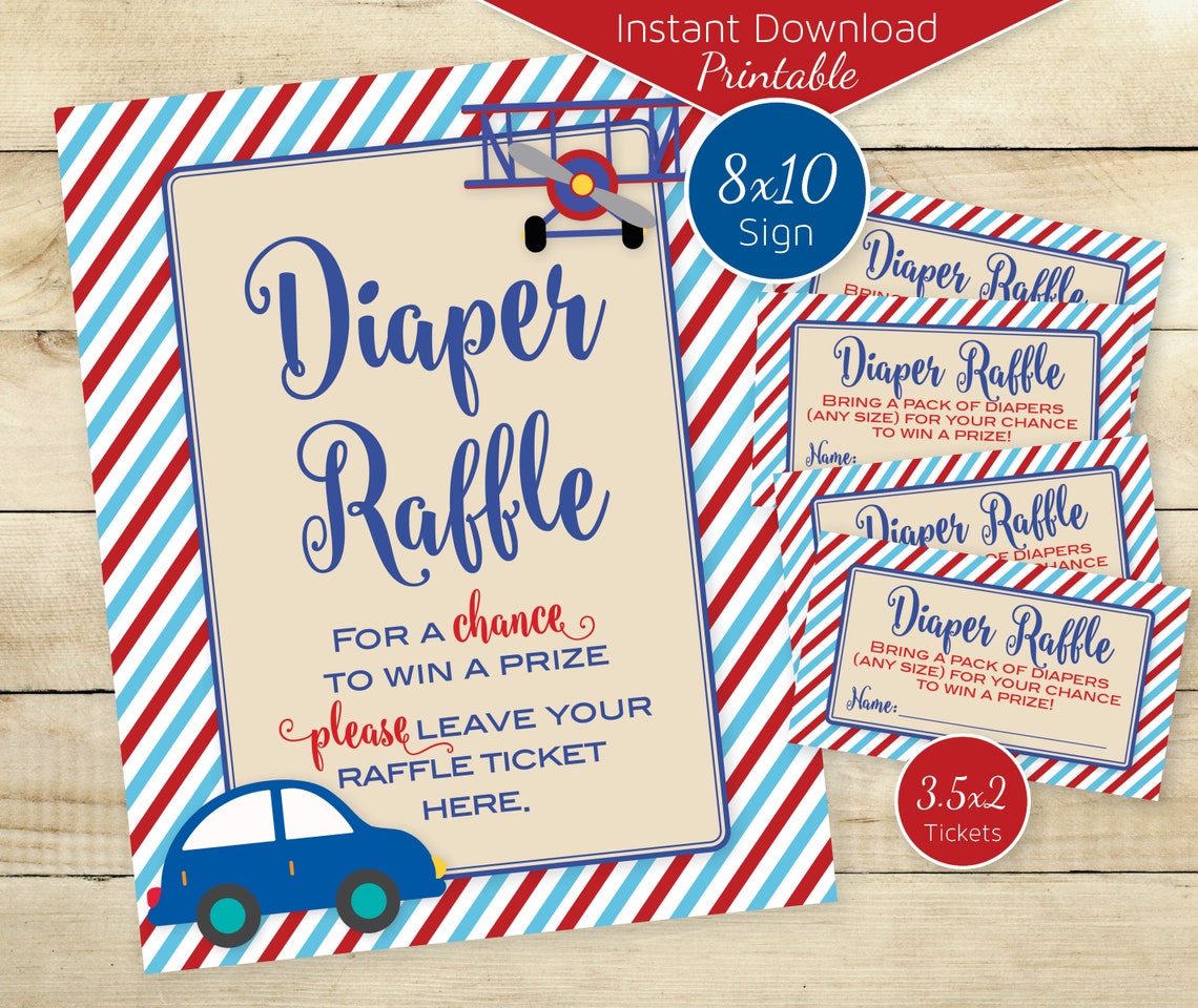 Diaper Raffle Tickets and 8x10 Table Sign Transportation | Etsy