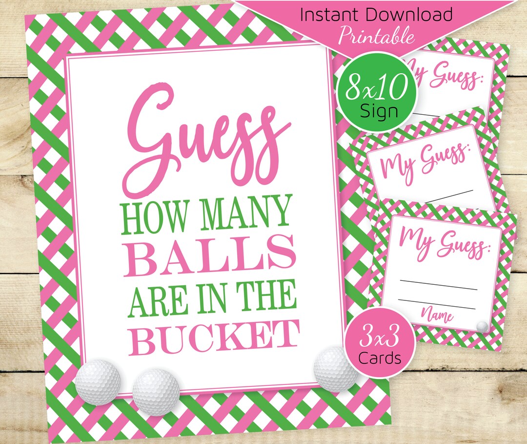 Girl's Golf Theme Guess How Many Balls Game 8x10 Printable Table Sign ...