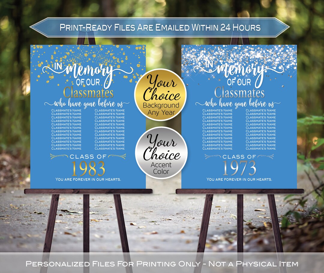 In Memory of Classmates Class Reunion Any Year Personalized Sign ...