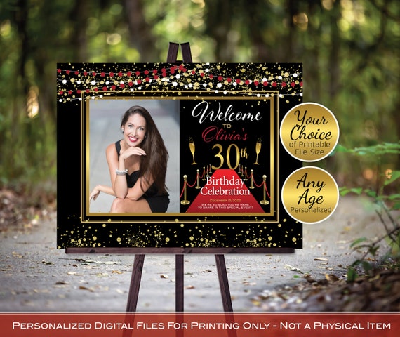 Birthday Welcome Sign Hollywood Red Carpet Gold Confetti - Etsy