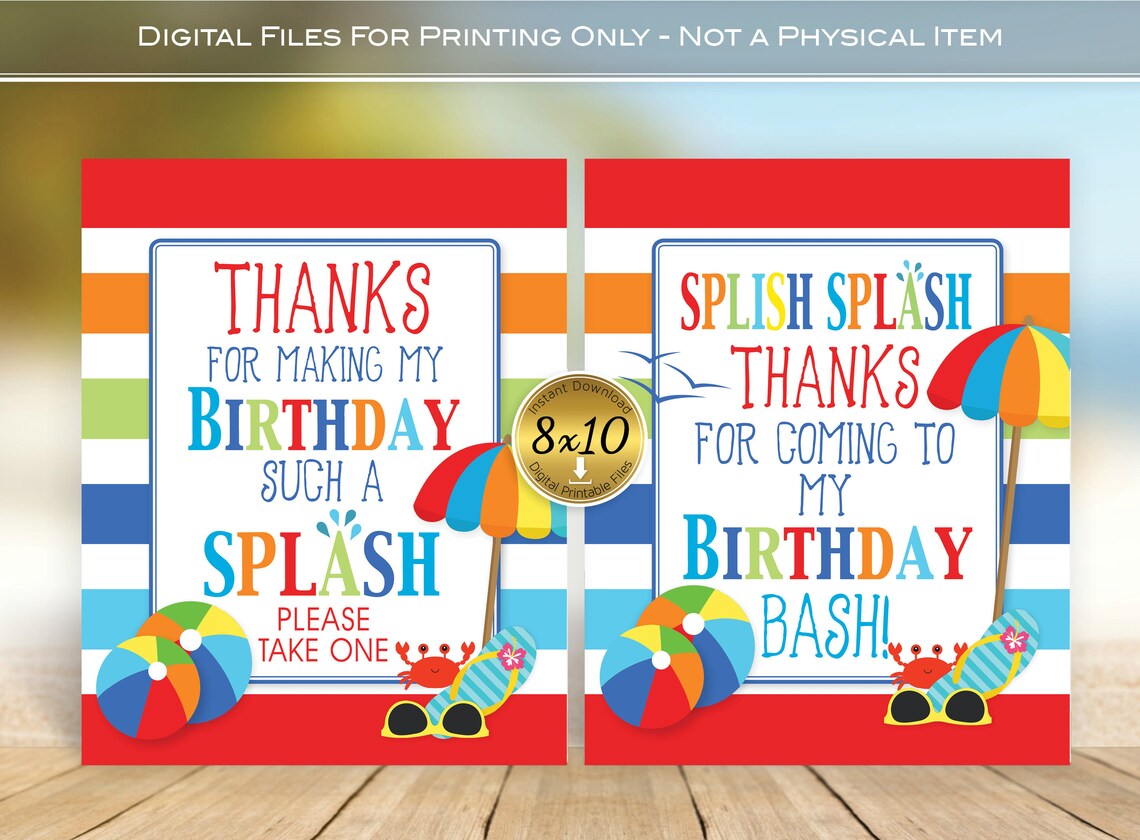 Favors 8x10 Table Sign Printable for Beach or Pool Bash - Etsy