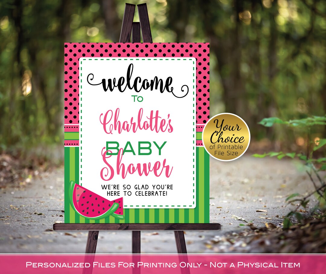 Watermelon Baby Shower Printable Welcome Sign | Melon Pinks and Greens ...