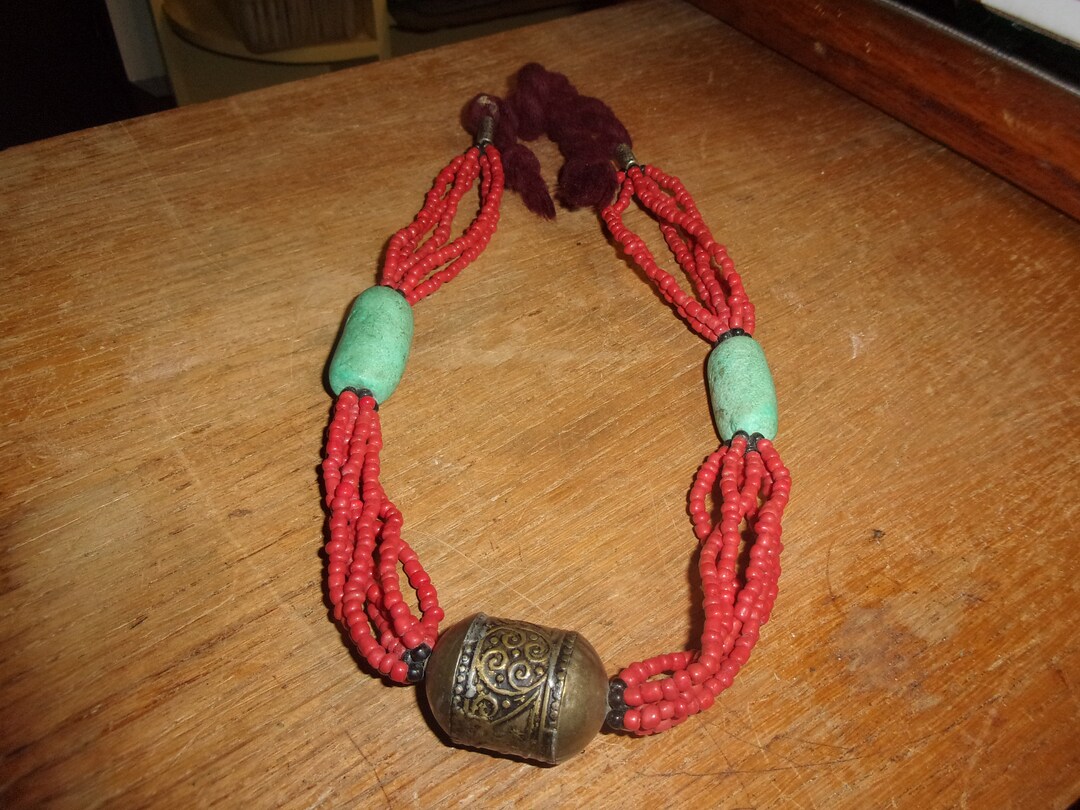 Antique Tibetan Authentic Coral Turquoise Hand Made Necklace - Etsy