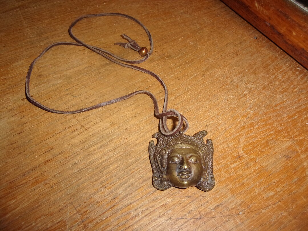 Antique Bronze Brass Copper Buddha Head Pendant Necklace - Etsy