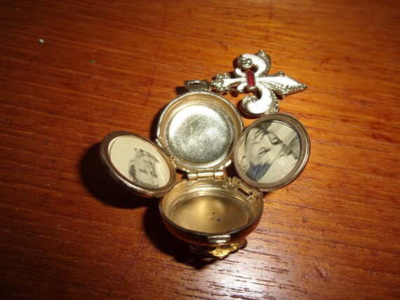 Vintage Cora 4-way locket brooch - Gem