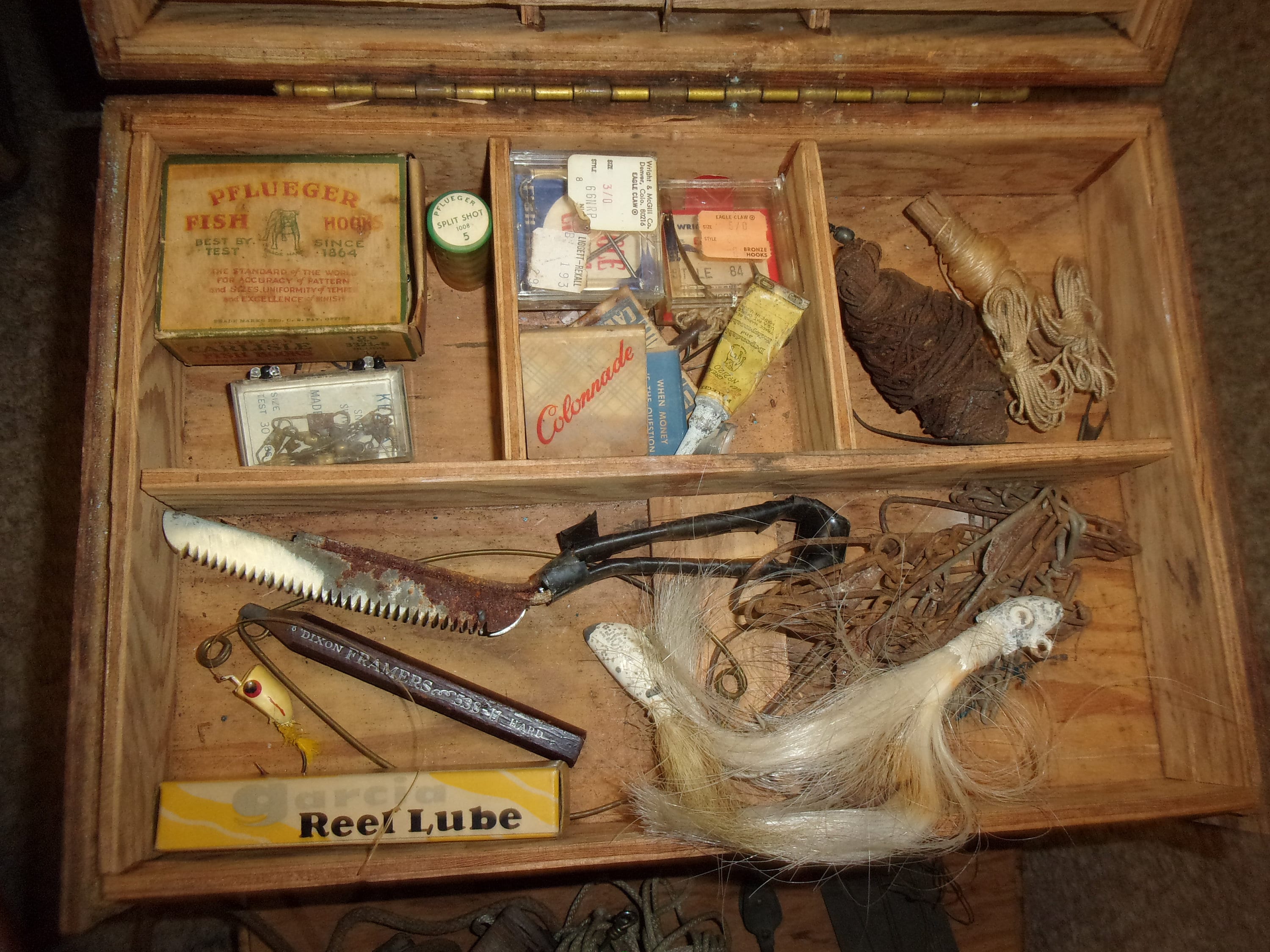 Antique Wooden Fishing Tackle Box With Antique Collectibles - Etsy