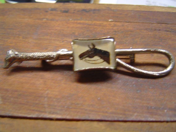 Vintage horse with fox head crop brooch - Gem