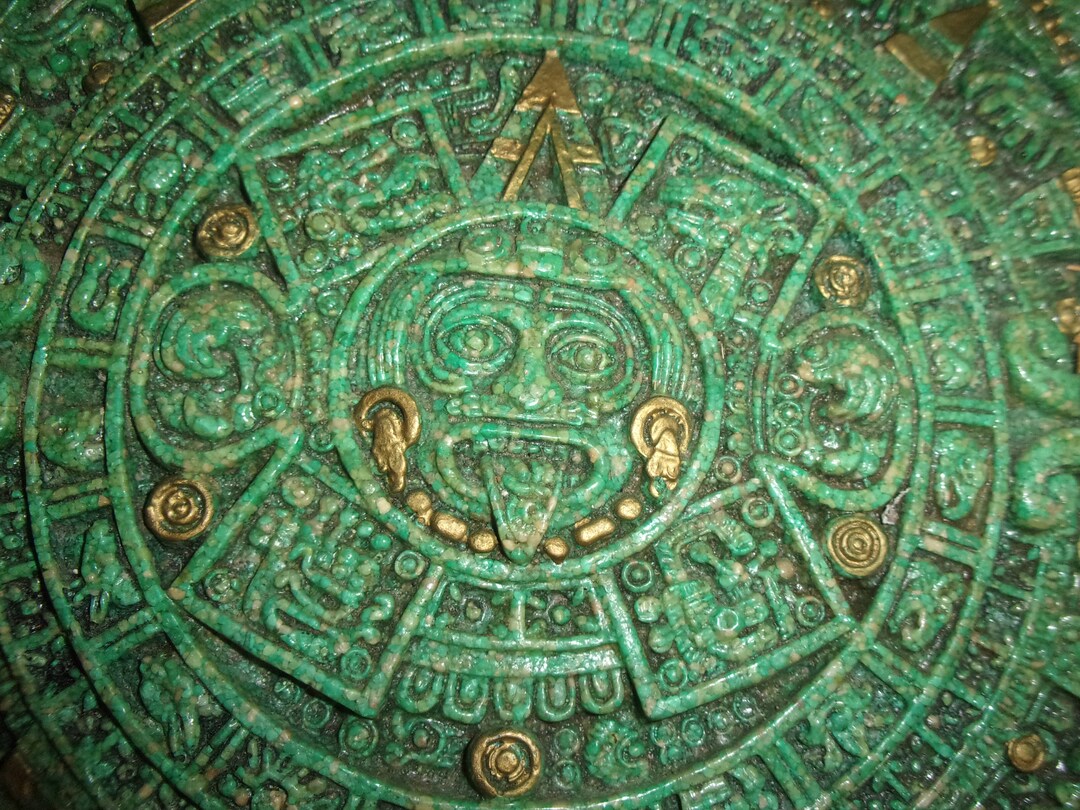 Vintage Malachite Chip Sunshine Aztec Calendar - Etsy