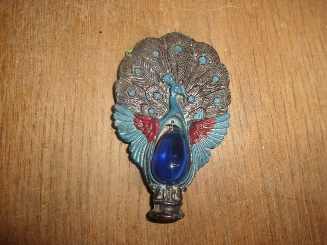 Rare Art Nouveau Peacock Finial With Glass Pendant - Etsy