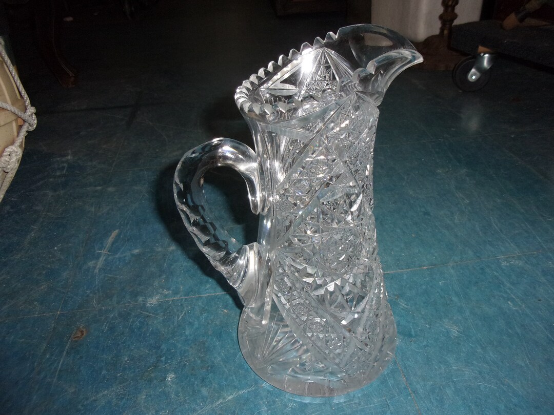 Crystal Brilliant Cut Pinwheel Water Pitcher Vase - Etsy