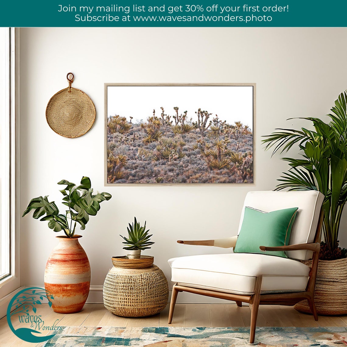 Desert Yucca and Joshua Tree Canvas Wall Art Southwestern Nevada Nature ...