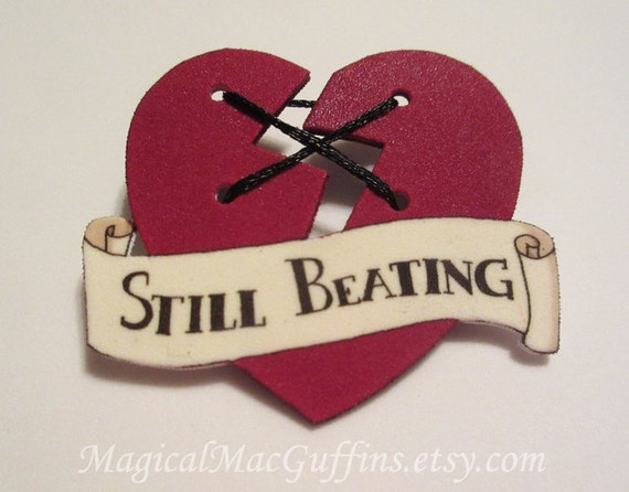Broken Heart Still Beating Scroll Banner Shrink Plastic Pin | Etsy