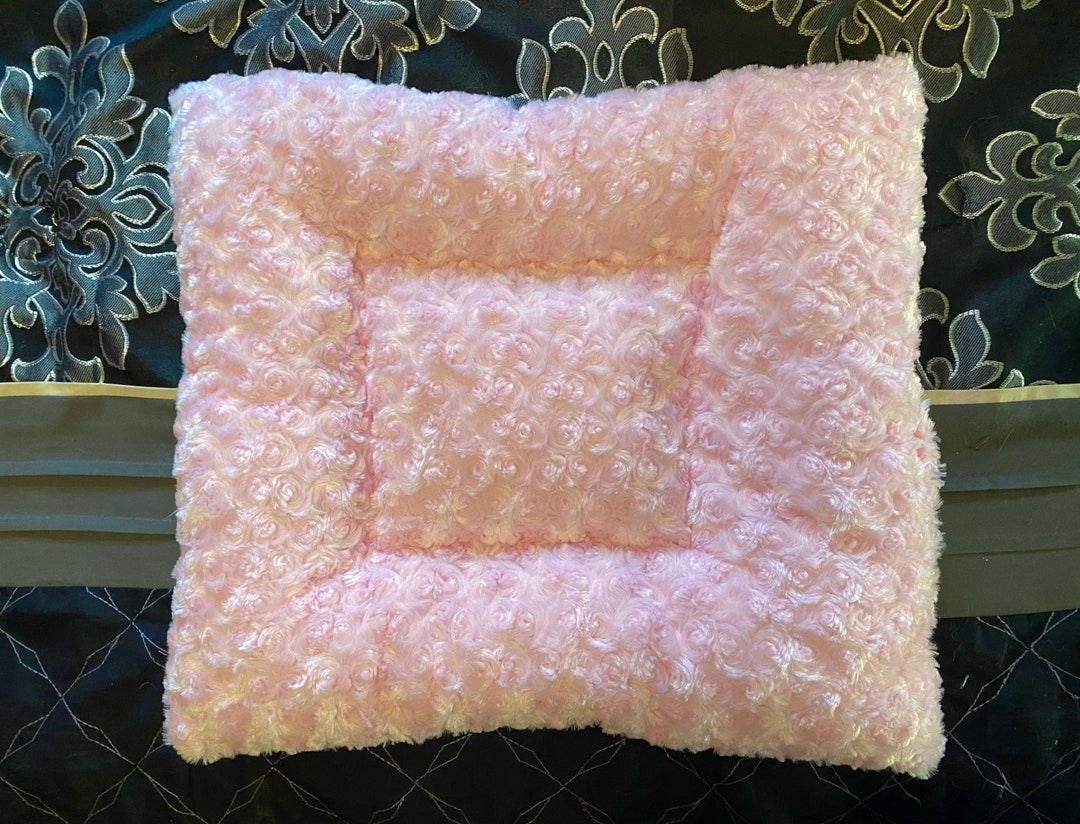 Soft Light Pink Faux Fur Cat Bed, Pet Bed, Handmade, Small Plush Rose ...