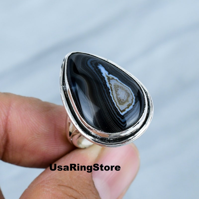 Banded Agate Ring - Etsy
