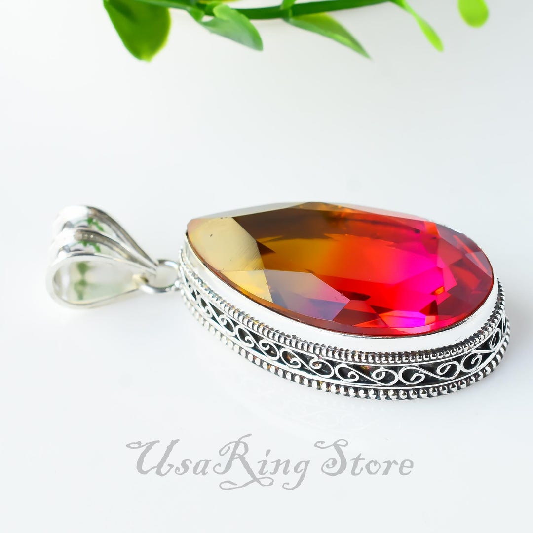 Multi-tourmaline Pendant in 925 Sterling Silver – Antique Handmade ...