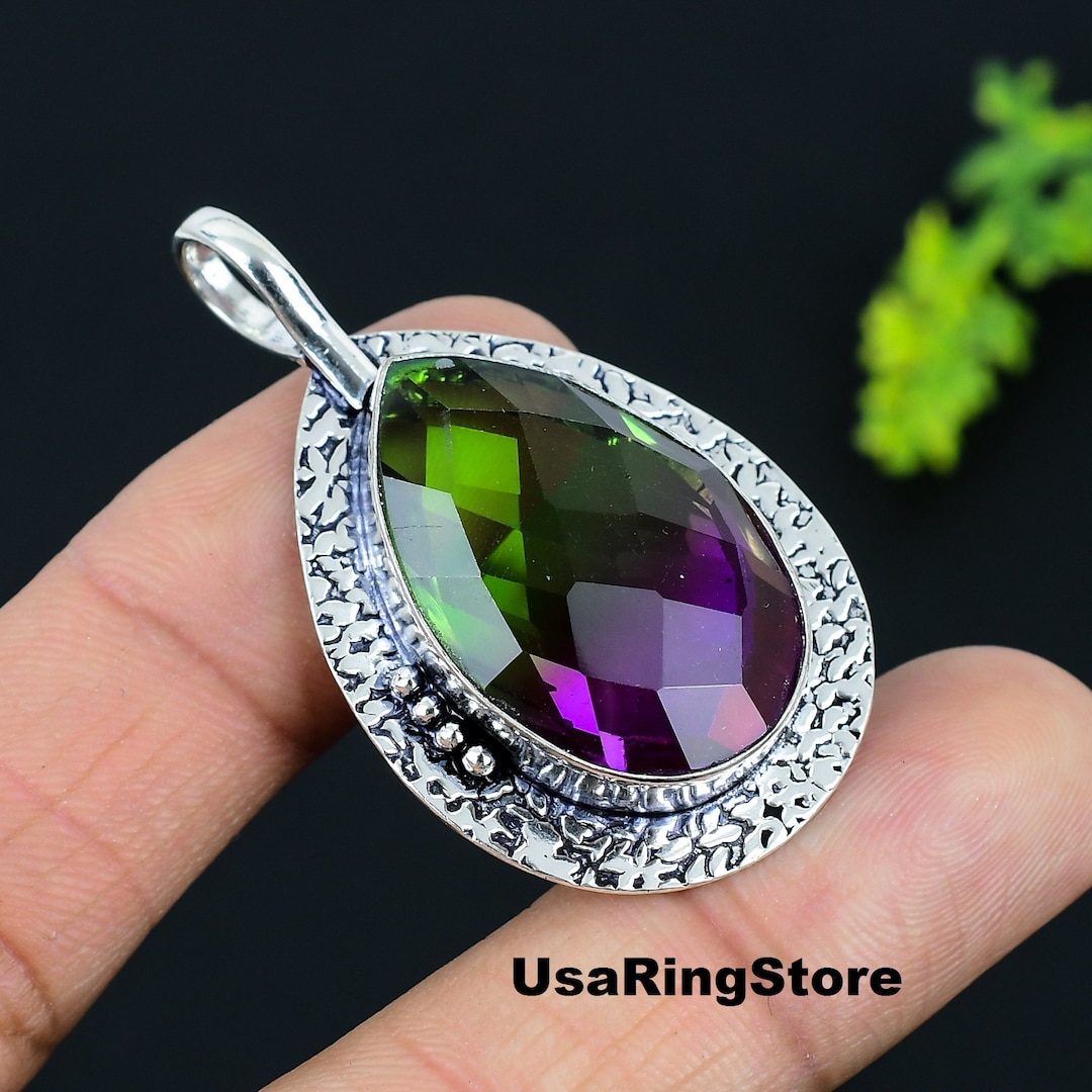 Watermelon Tourmaline Pendant Tourmaline Pendant 925 Sterling Silver Bi ...