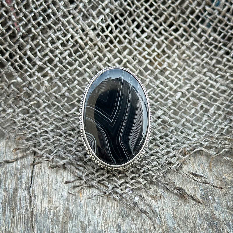Banded Agate Ring - Etsy