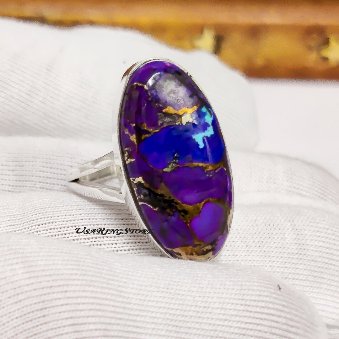 Handgemachte Lila Kupfer Türkis Ring: 925 Sterling Silber Boho ...